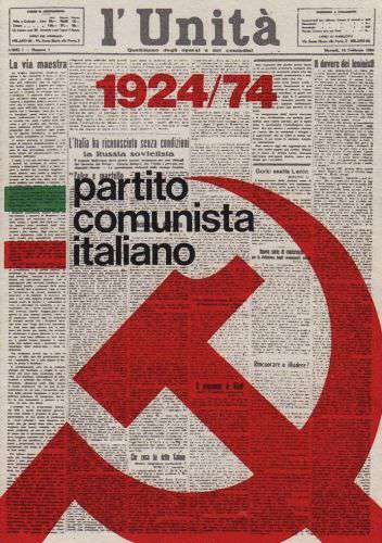 original membership card ITALIAN COMMUNIST PARTY year 1974